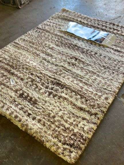 THOMASVILLE BALI LUXURY SHAG 5’3”x7’5” Area Rug-Bailey Ivory & Merlot ...