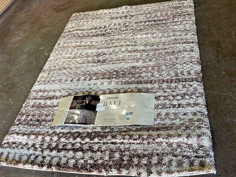 THOMASVILLE BALI LUXURY SHAG 5’3”x7’5” Area Rug-Bailey Ivory & Merlot ...