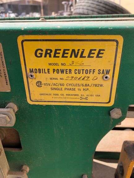 Greenlee Mobile Power Cutof Saw (346) - Sierra Auction Management Inc
