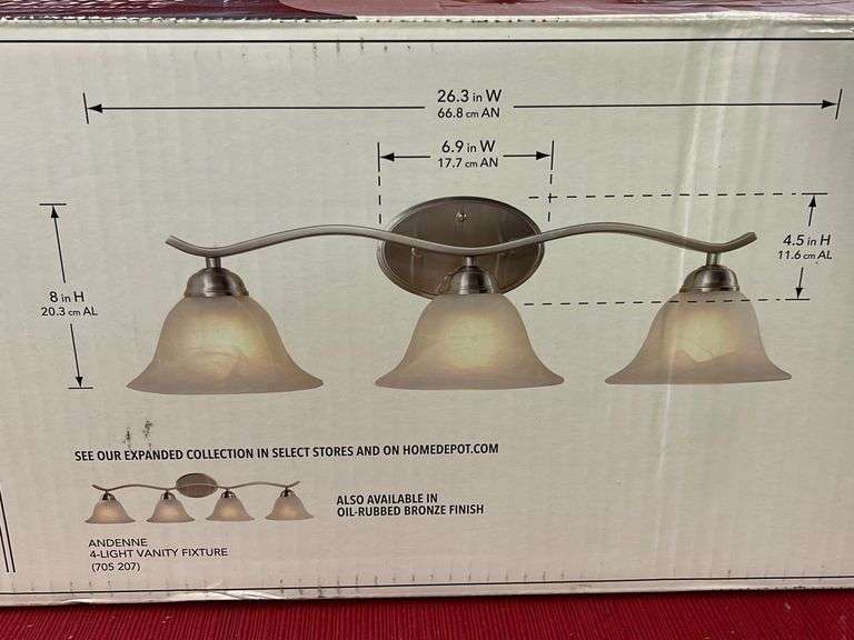 Hampton Bay Andenne 3-Light Vanity Fixture - Sierra Auction Management Inc