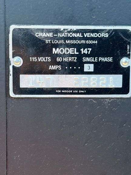 Crane 147 Vending Machine - Sierra Auction Management Inc