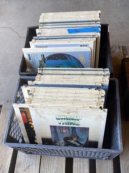 (1 Qty) RCA Video Disc Player (2 Qty) Crates of RCA Movie Disks ...