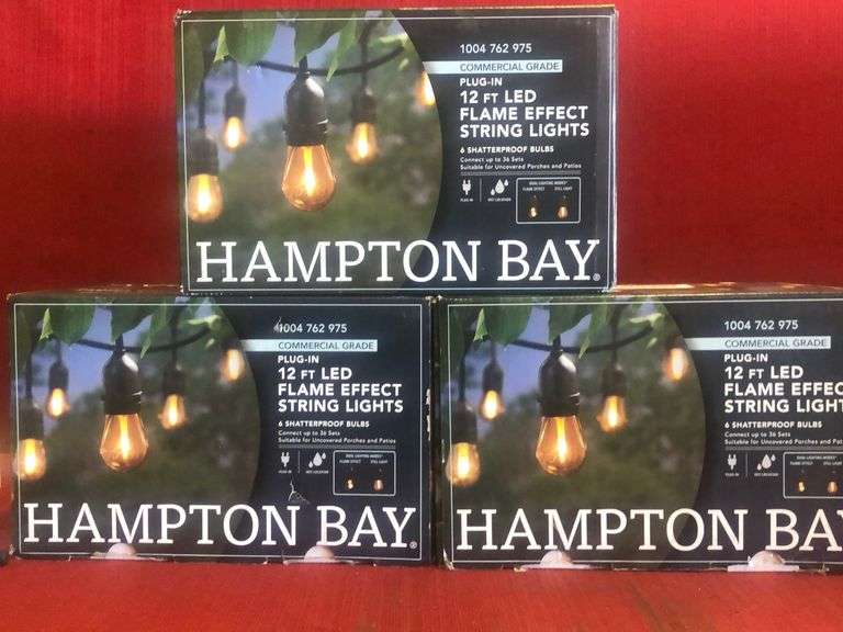 (3PC) Hampton Bay 12 ft LED Flame Effect String Lights - Sierra Auction ...