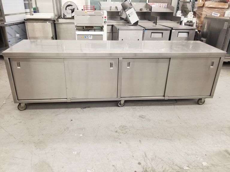 10ft Stainless STeel Table/Cabinet on Wheels - Sierra Auction ...