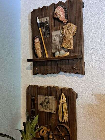 (6pcs) Assorted Hanging Wall Art including Tomahawk, 6-plate Display ...