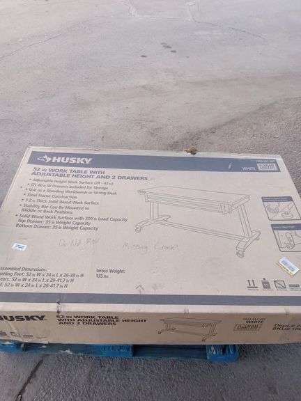 Husky 52 Inch Work Table With Adjustable Height And 2 Drawers - Sierra ...