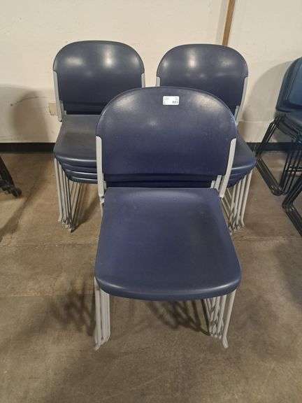 (12) Blue Plastic Stackable Chairs - Sierra Auction Management Inc