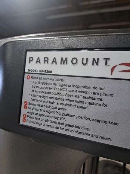 Paramount Leg Press Weight Machine - Sierra Auction Management Inc