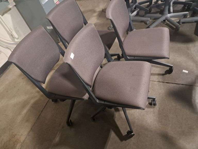 (4) Leather Like Cushioned Rolling Chairs - Sierra Auction Management Inc