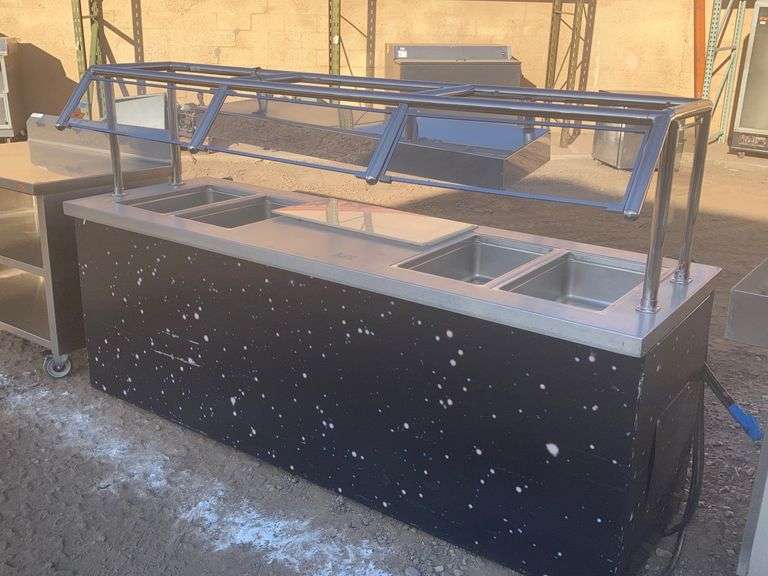 8Ft Stainless Buffet Steam Table With Heat Lamp And Sneeze Guard ...