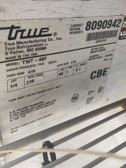 True 2 Door lowboy Freezer (Damaged) - Sierra Auction Management Inc