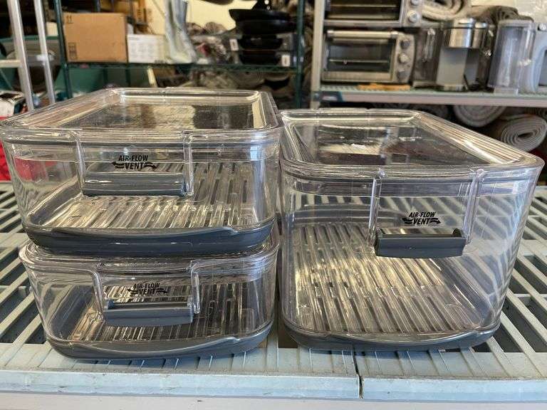 3pc Air Flow Produce Keeper Containers - Sierra Auction Management Inc