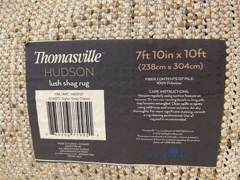 Thomasville Hudson Lush Shag 7'10"x10' Area Rug, Taylor Gray Cream ...