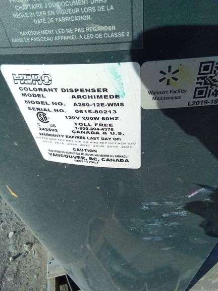 Hero Colorant Dispenser Model ARCHIMEDE - Sierra Auction Management Inc