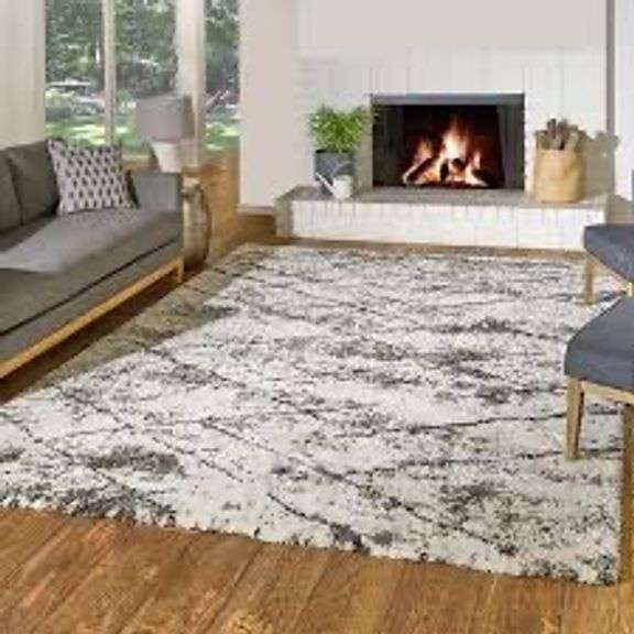 Thomasville Hudson Lush Shag 7'10"x10' Area Rug, Taylor Gray Cream ...