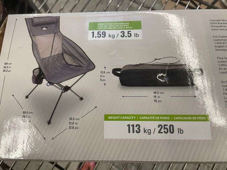 Cascade Packable High-Back Chair - Sierra Auction Management Inc