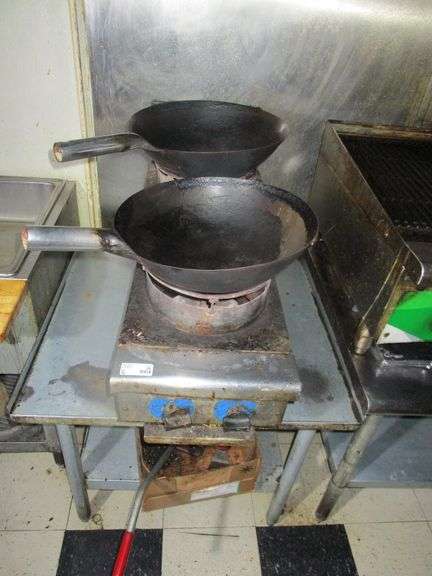 2-Burner Commercial Gas Stir-fry Stove with (2) Stir-Fry Pans and ...