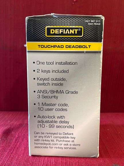 Defiant Touchpad Deadbolt Lock - Sierra Auction Management Inc