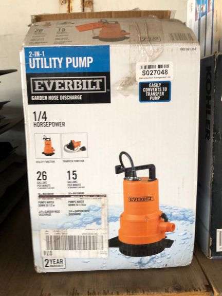 Everbilt 2-in-1 Utility Pump 1/4 Horsepower - Sierra Auction Management Inc