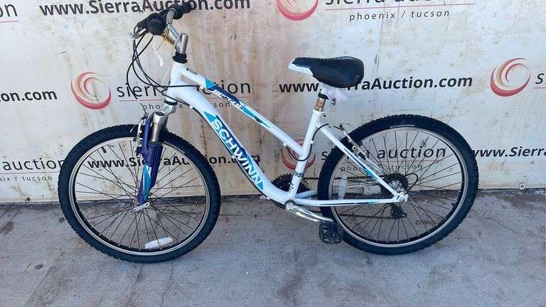 Schwinn Ranger Bicycle, White and Blue - Sierra Auction Management Inc