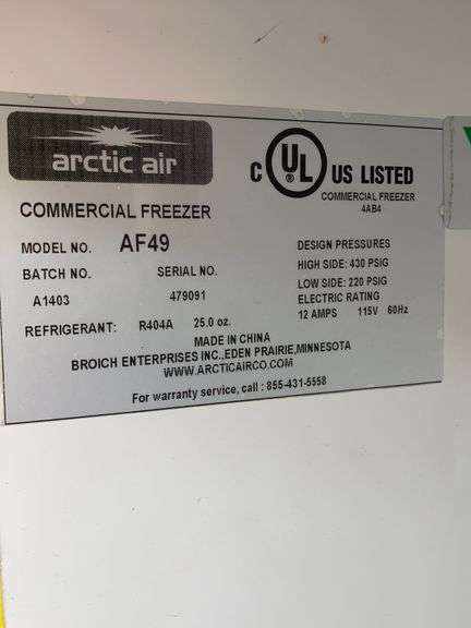 Arctic Air 2 Door Stainless Freezer - Sierra Auction Management Inc