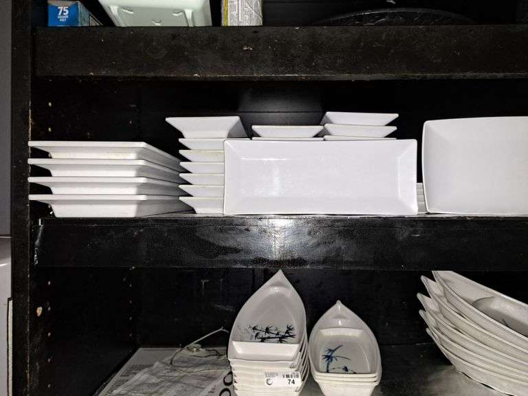 Assorted Retangle, Square, and Boat Shape Plastic Sushi Plateware ...