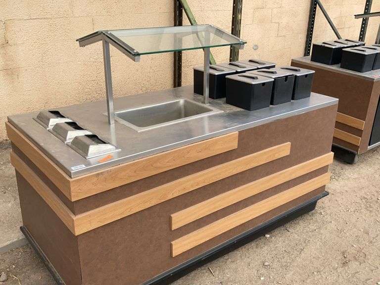Mobile stainless steel food-service condiment cart with ice bin ...