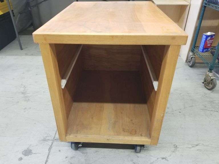 Rolling Wood Cabinet - Sierra Auction Management Inc