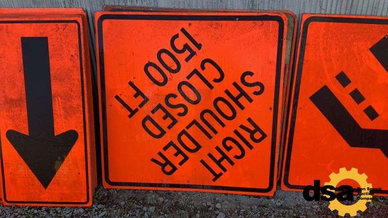 Assorted Construction Signs - Don Smock Auction Company