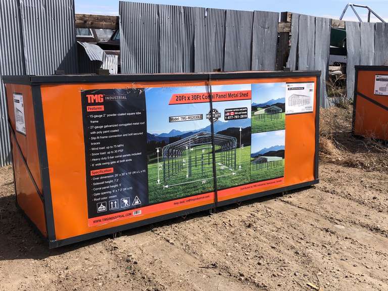 Metal shed livestock corral panel - Smith Sales Co. Auctioneers