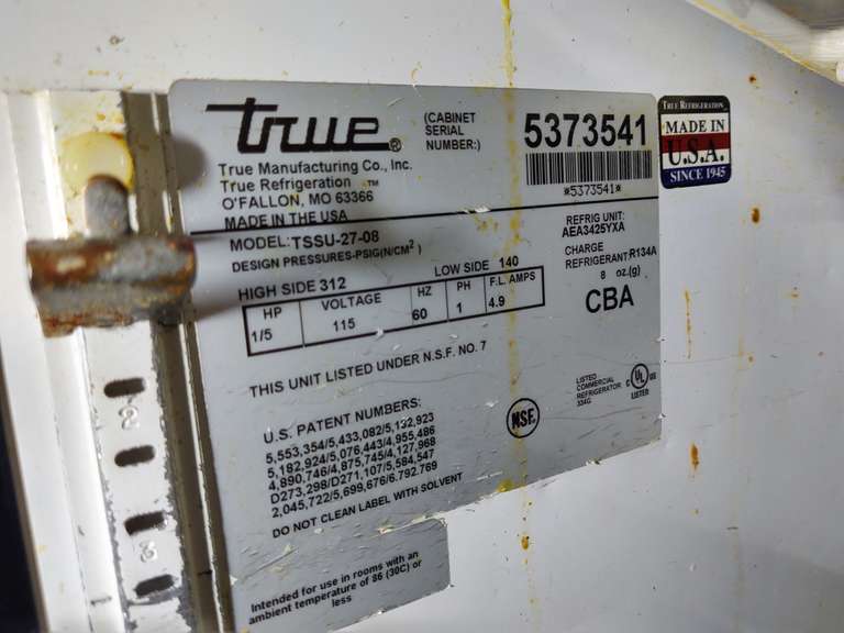 True prep cooler. Model TSSU-27-08 - South Auction