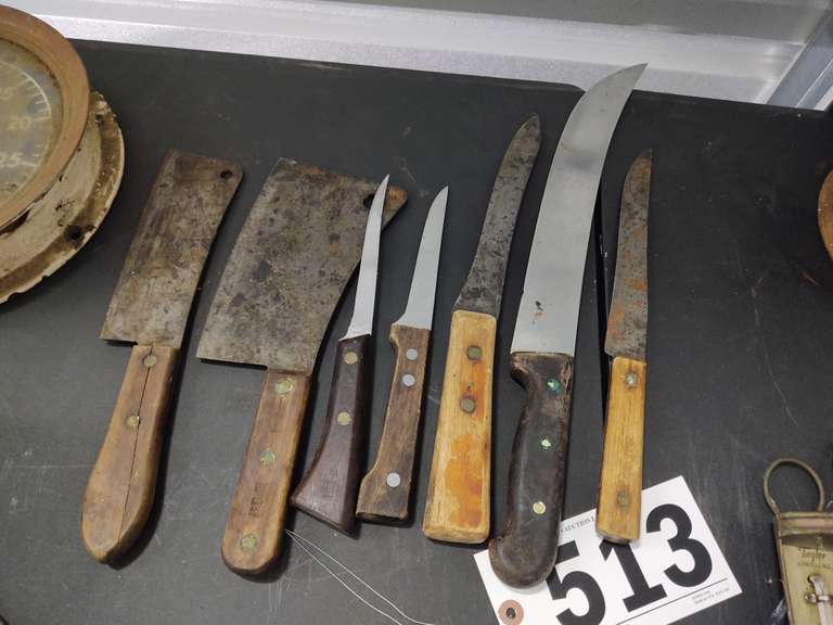Bulk lot of 7 vintage butcher knives - South Auction