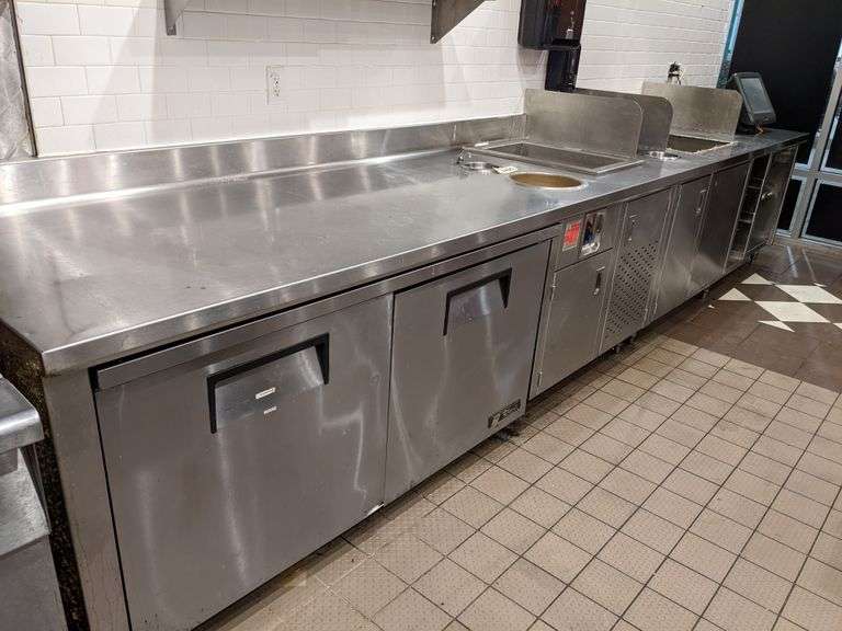 LARGE Stainless Work Counter with freezer, sink and more - South Auction