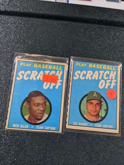 Lot of 2 1970 Topps Baseball "scratch off" cards - RARE!! - South Auction