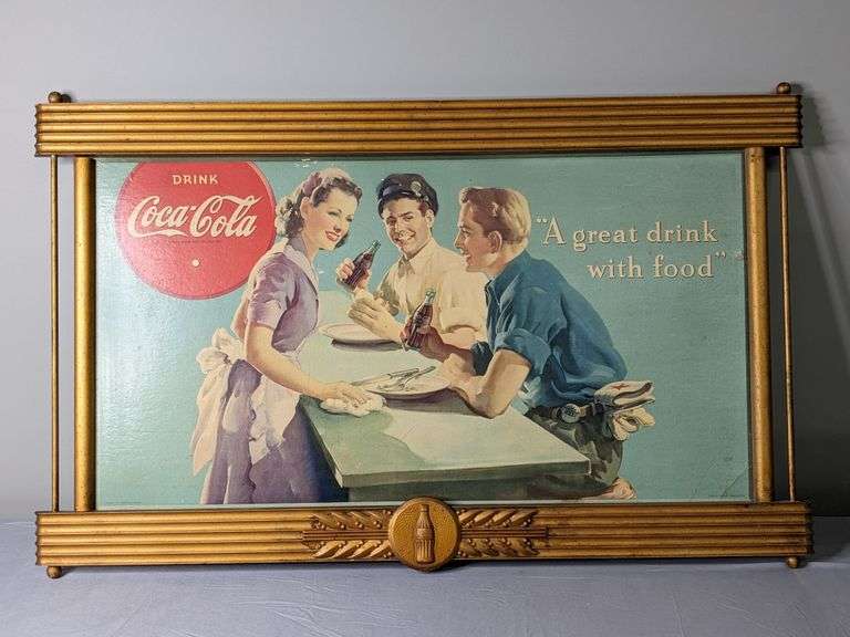 1942 Coca-Cola Sign in Original Frame - South Auction