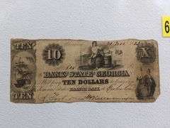 1846 Bank of The State of Georgia $10 Note - South Auction