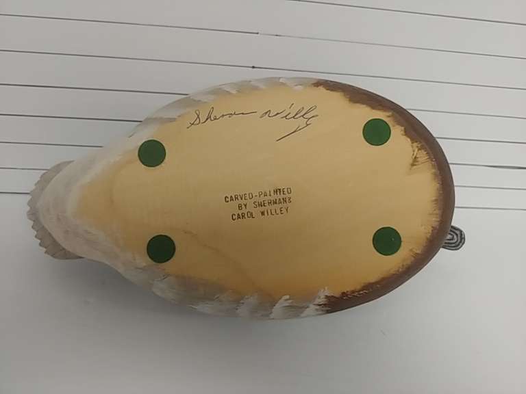 Wood Carved & Painted Decoy By Sherman & Carol Willey. Signed By ...