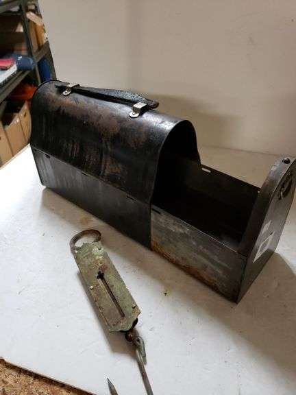Old Fashioned Metal Hand Scale & Vintage Slide Out Lunch Box - Trice ...