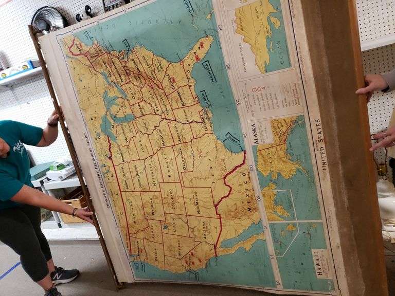 US Full Size Wall Map - Trice Auctions