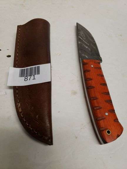 Red Notched Handle Knife With Cover - Trice Auctions
