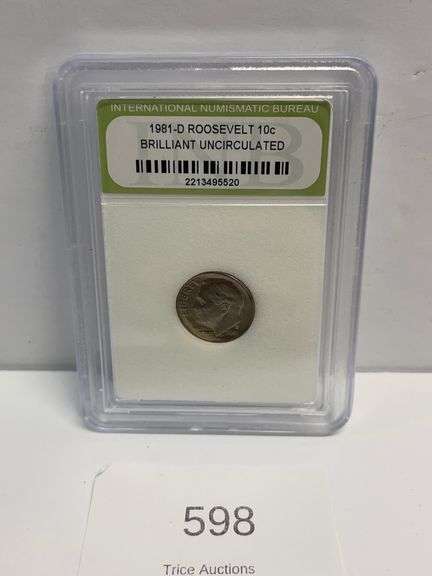 1981-D Roosevelt 10c Uncirculated Graded Coin - Trice Auctions