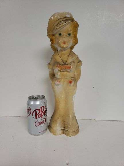 Vintage Chalkware Girl Figure In Sailor Uniform - Trice Auctions