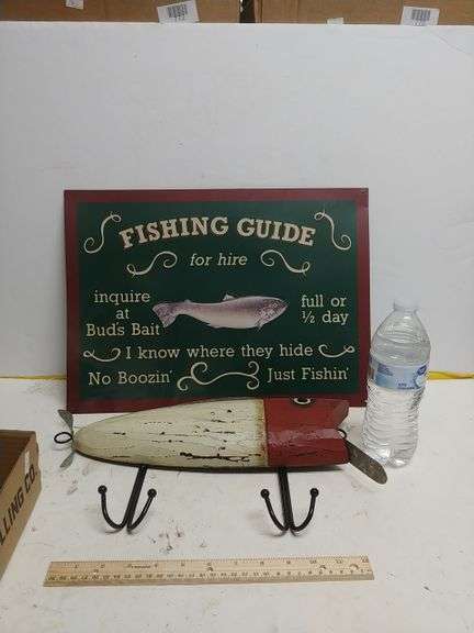 Fishing Sign & Fish Hanger - Trice Auctions