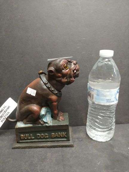 Mechanical Cast Iron Bulldog Bank - Pull Tail to Activate - Trice Auctions
