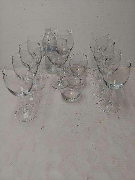 (10)Assorted Stem Glasses With (3) Cups - Trice Auctions