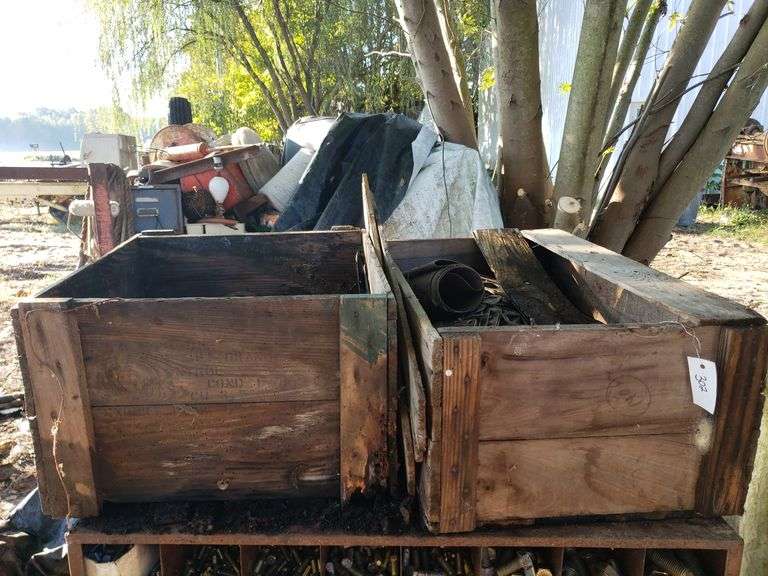 Weathered Wooden Boxes With Contents - Trice Auctions