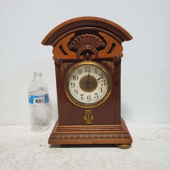 Antique Wood and Metal Musical Mantle Clock - Trice Auctions