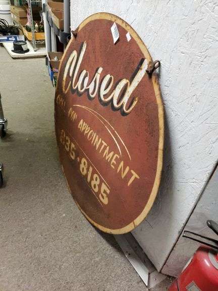 Closed Call For Appointment Metal Sign - Trice Auctions