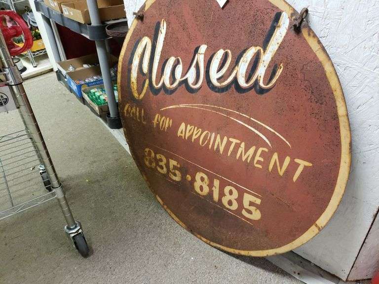 Closed Call For Appointment Metal Sign - Trice Auctions