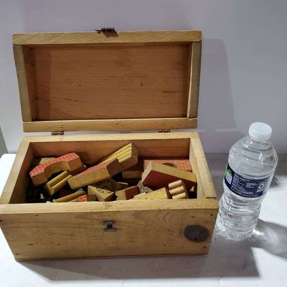 Wooden Box With Blocks - Trice Auctions